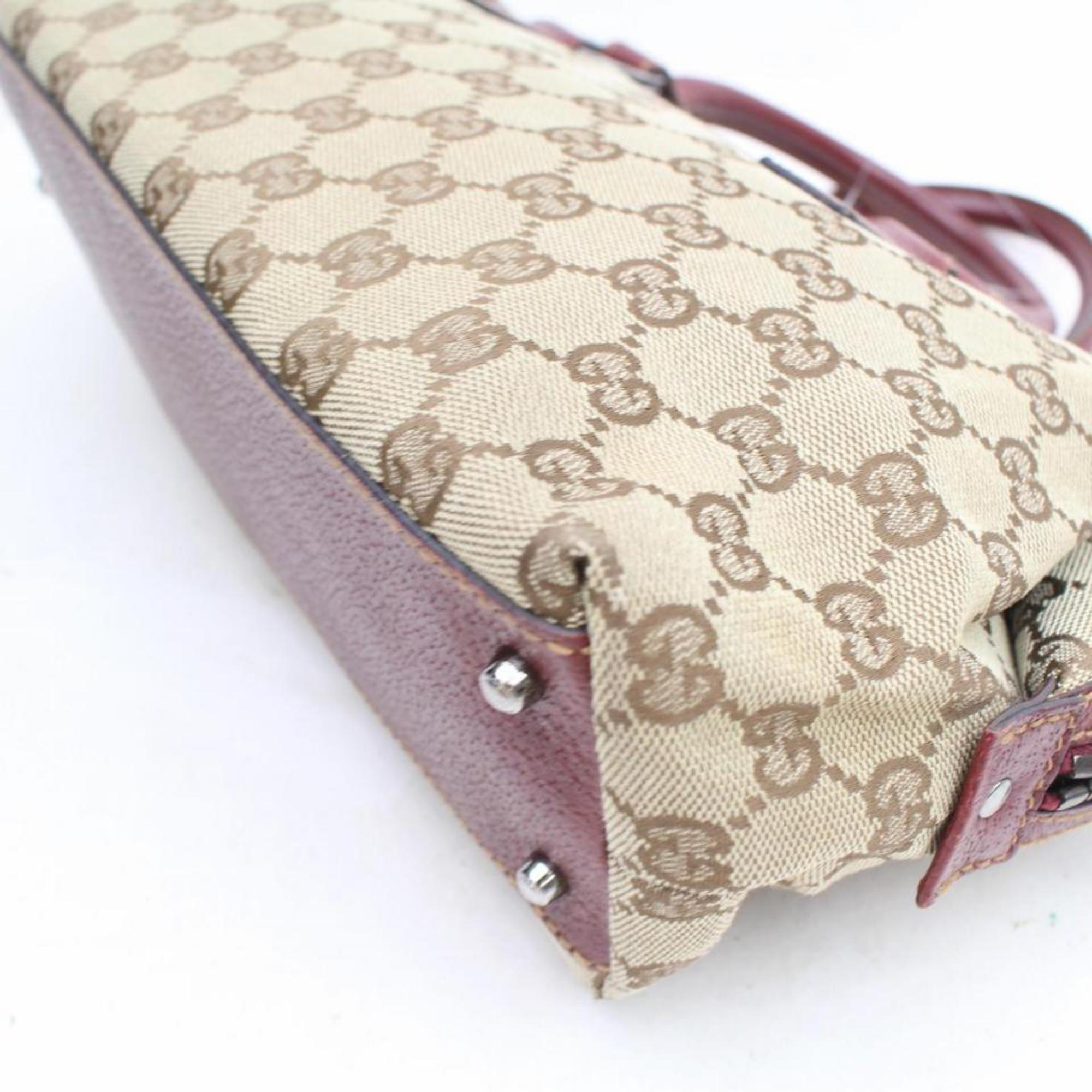 Gucci Boston Burgundy Monogram Gg 869728 Brown Canvas Satchel For Sale ...