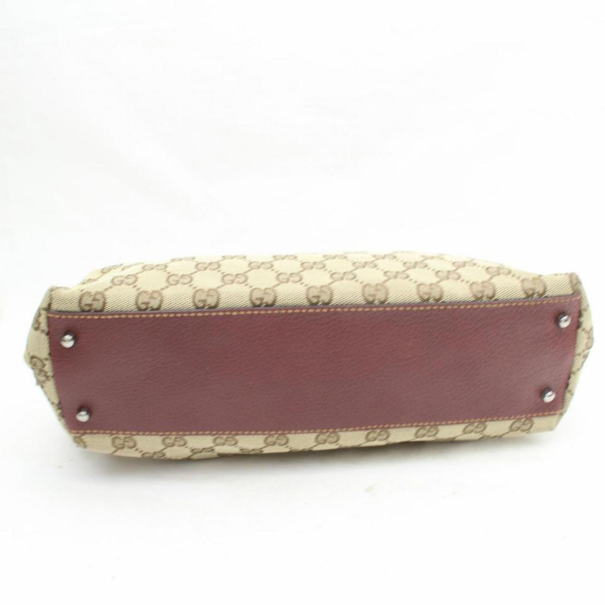 Gucci Boston Burgundy Monogram Gg 869728 Brown Canvas Satchel For Sale ...