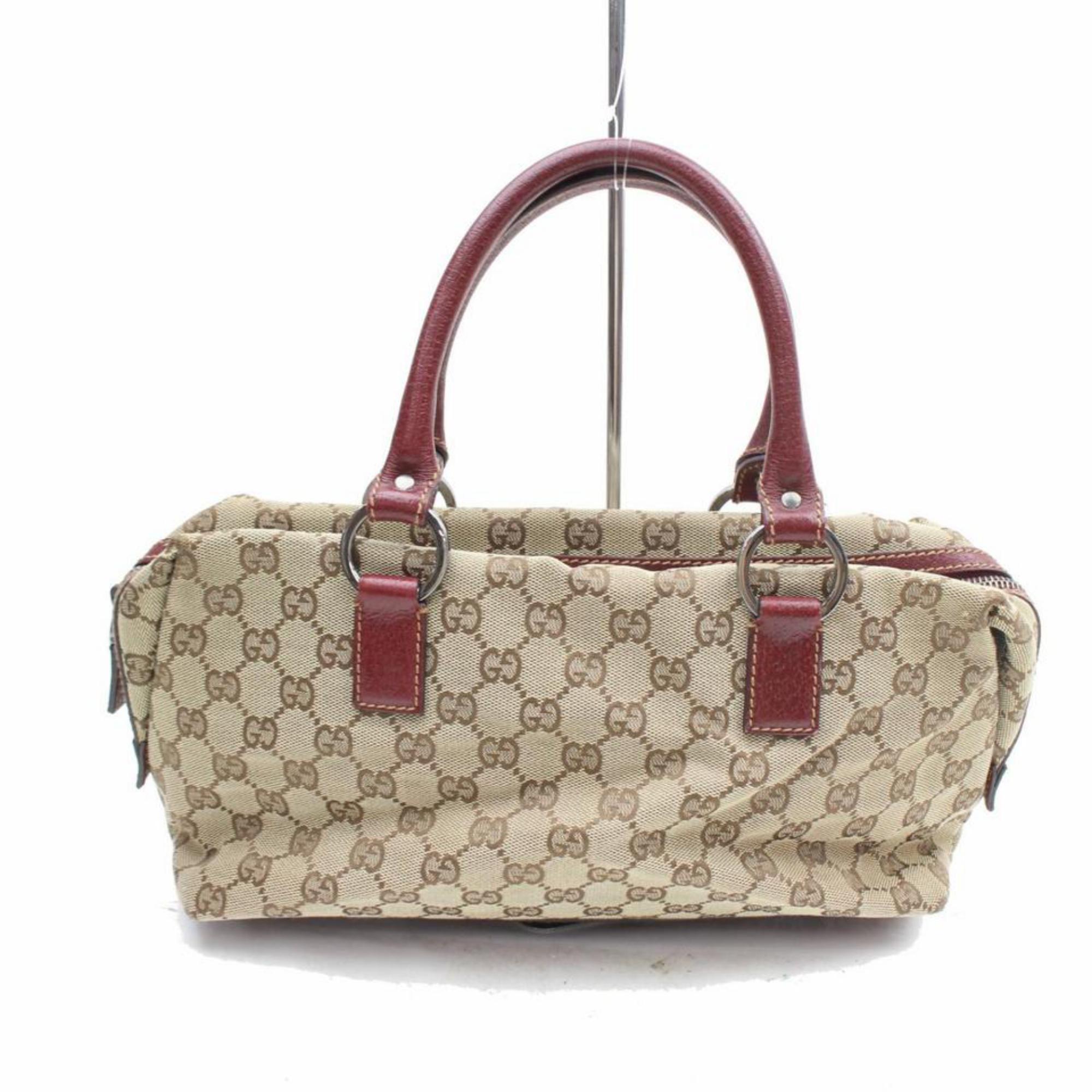 Gucci Boston Burgundy Monogram Gg 869728 Brown Canvas Satchel For Sale ...
