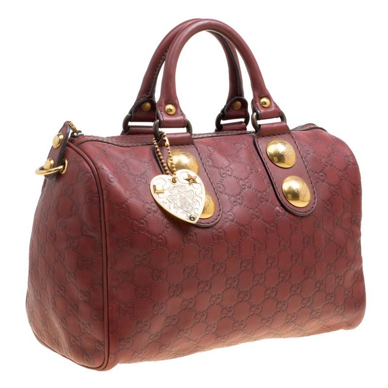 Gucci Brick Red Guccissima Leather Babouska Boston Bag For Sale at 1stDibs
