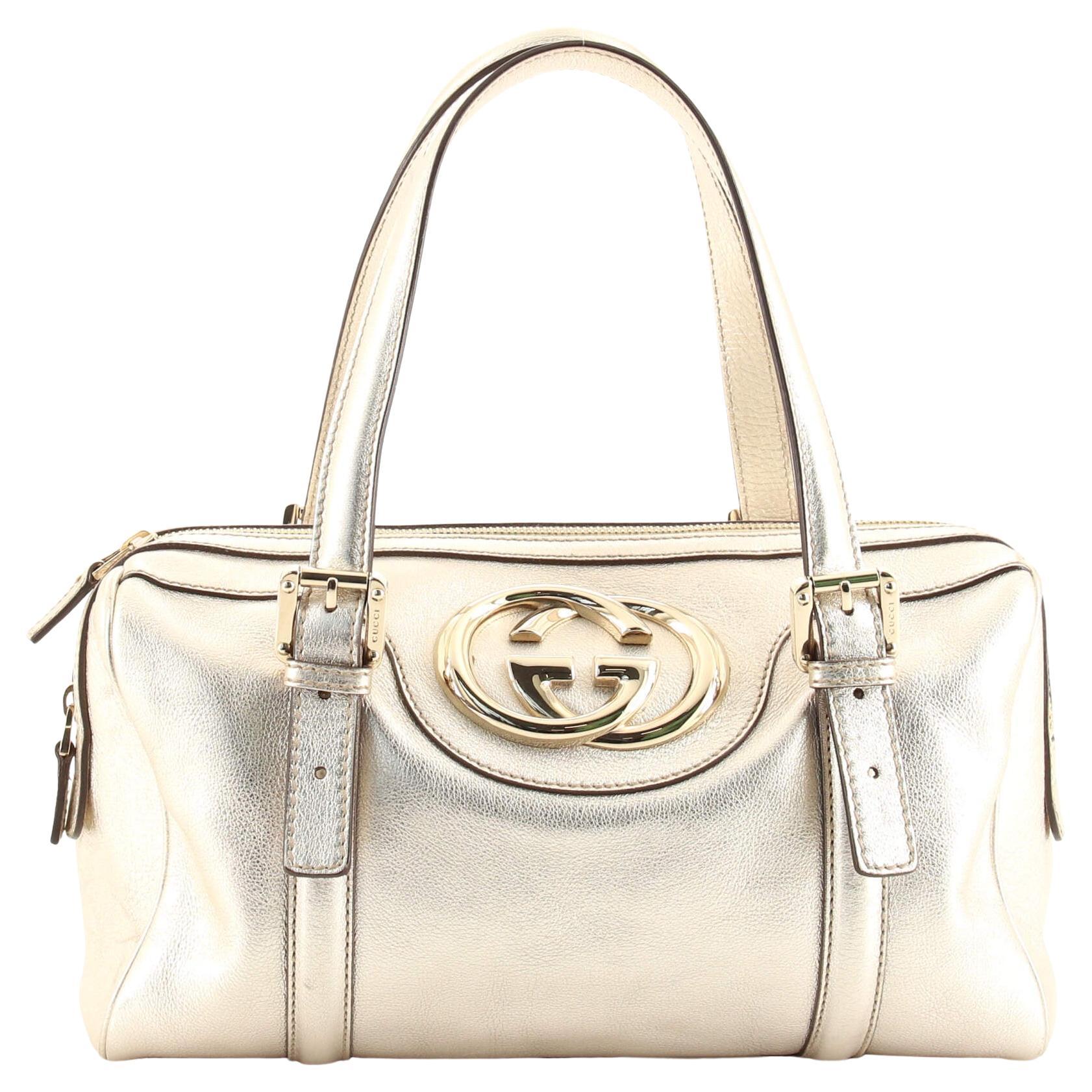 Gucci Britt Boston Duffle Bag Leather Small at 1stDibs