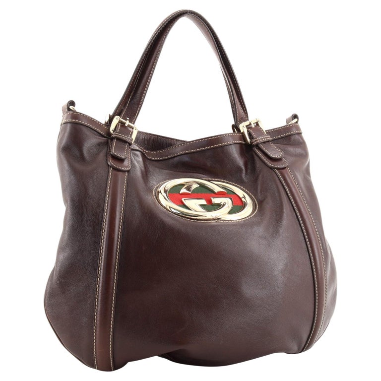 Gucci Britt Web Convertible Satchel Leather Medium For Sale at 1stDibs