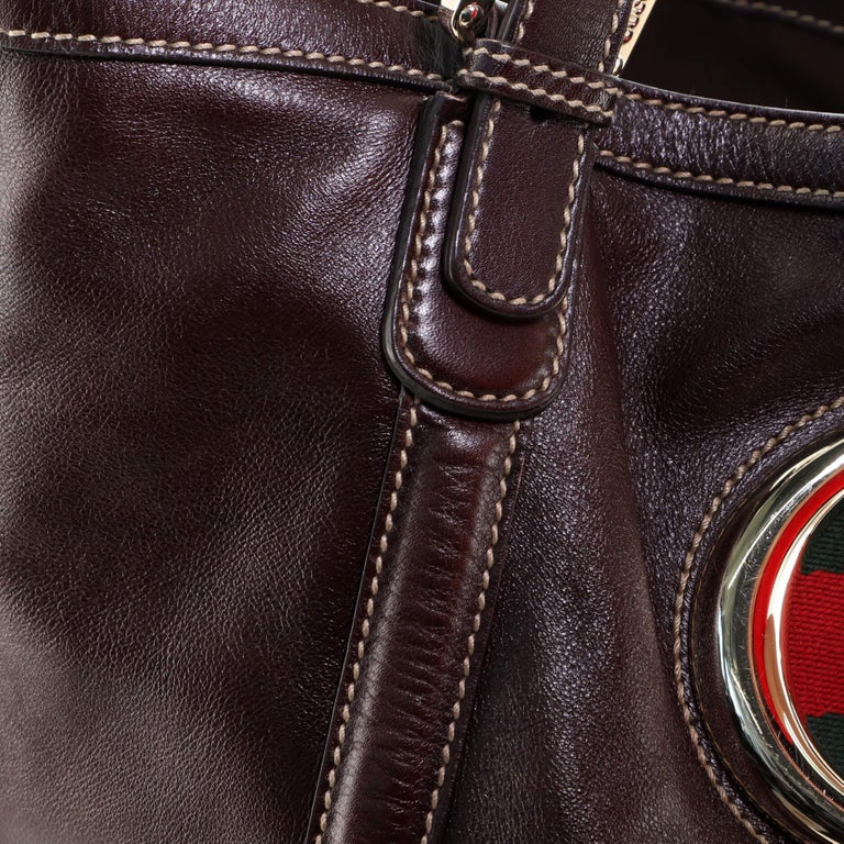 Gucci Britt Web Tote Leather Large For Sale at 1stDibs