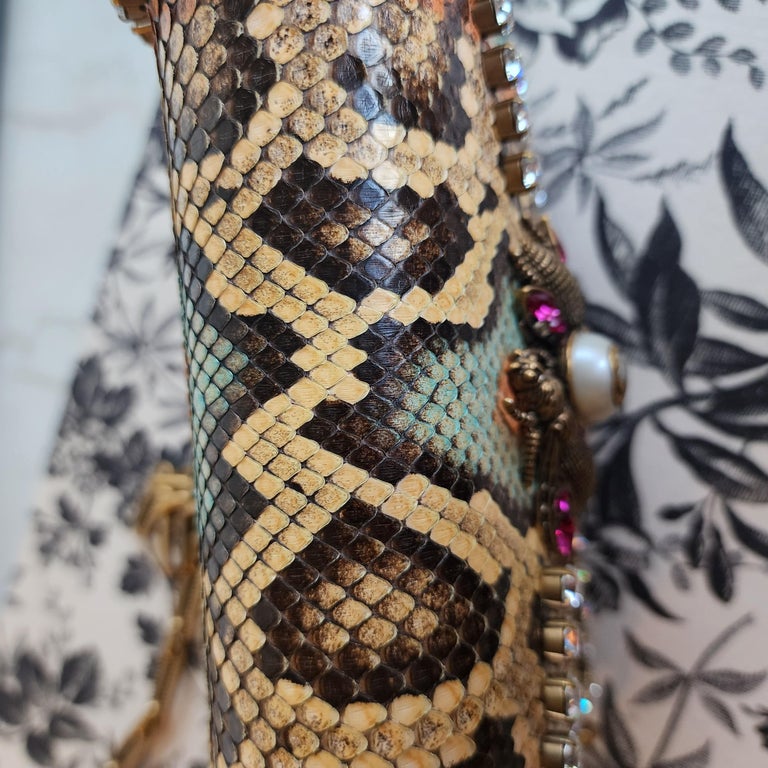 GUCCI Broadway Bee Python Skin Mini For Sale at 1stDibs