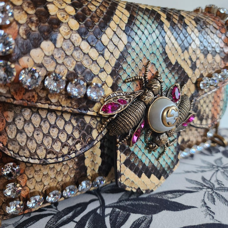 GUCCI Broadway Bee Python Skin Mini For Sale at 1stDibs