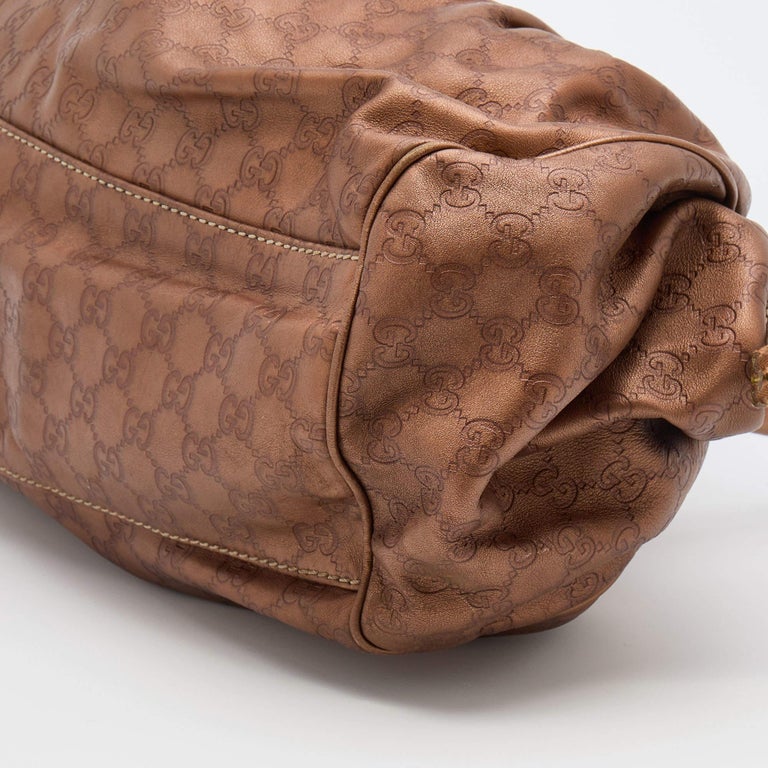 Gucci Bronze Guccissima Leather Medium Sukey Satchel For Sale at 1stDibs