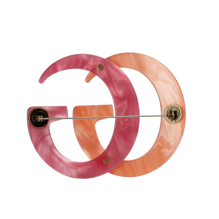 Gucci Brooch Orange and Pink Resin For Sale at 1stDibs