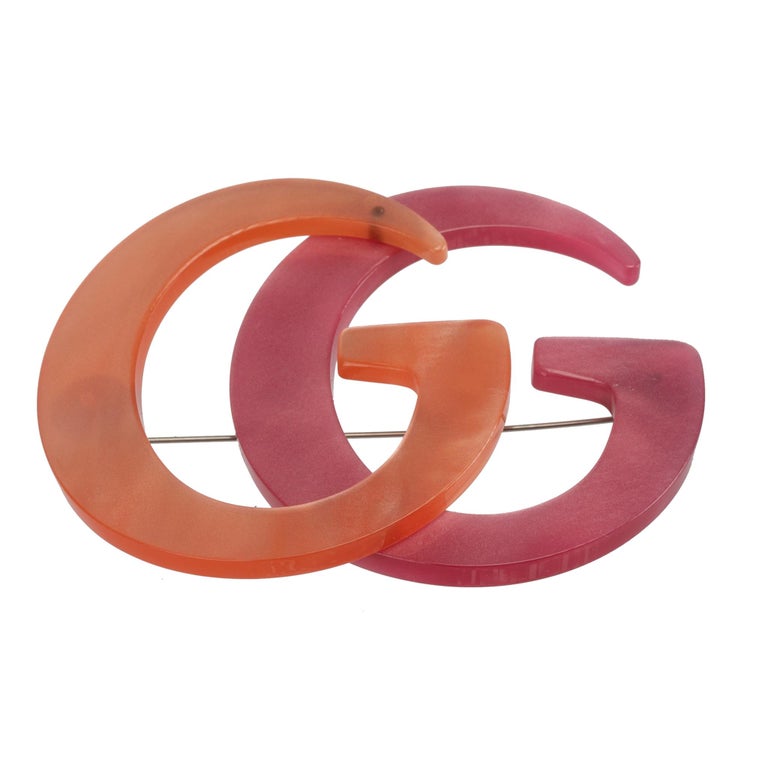 Gucci Brooch Orange and Pink Resin For Sale at 1stDibs