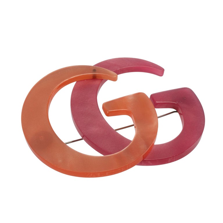 Gucci Brooch Orange and Pink Resin For Sale at 1stDibs