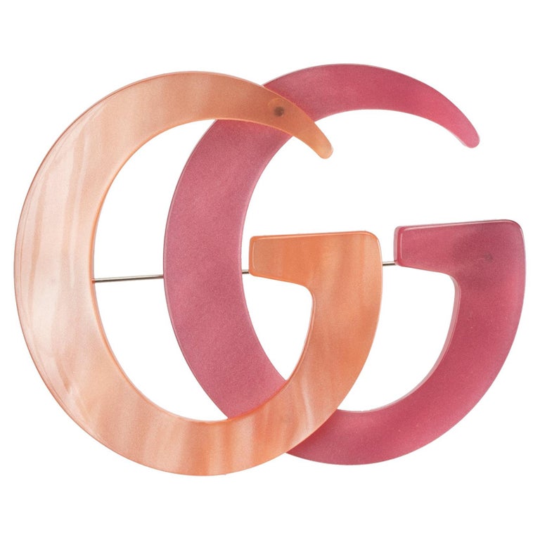 Gucci Brooch Orange and Pink Resin For Sale at 1stDibs