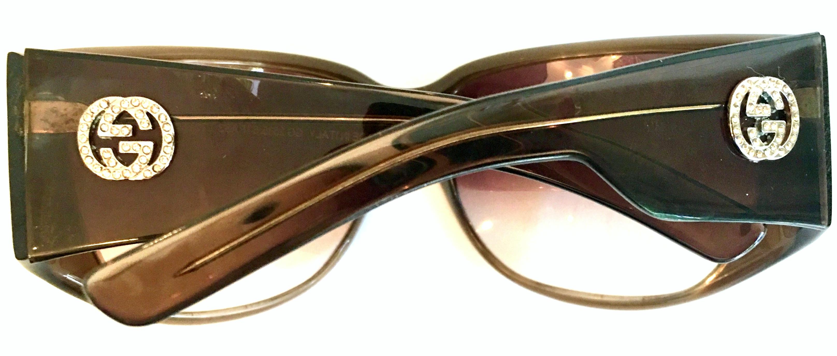 Gucci Brown and Gold "GG" Crystal Logo Sunglasses at 1stDibs | gucci ...