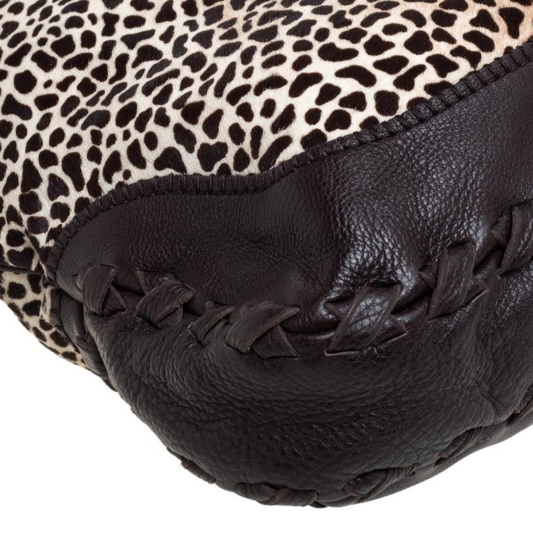Gucci Brown Animal Print Calf Hair and Leather Large New Jackie Hobo ...