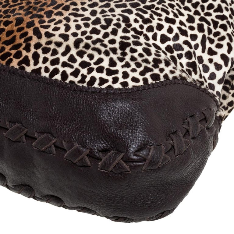 Gucci Brown Animal Print Calf Hair and Leather Large New Jackie Hobo ...