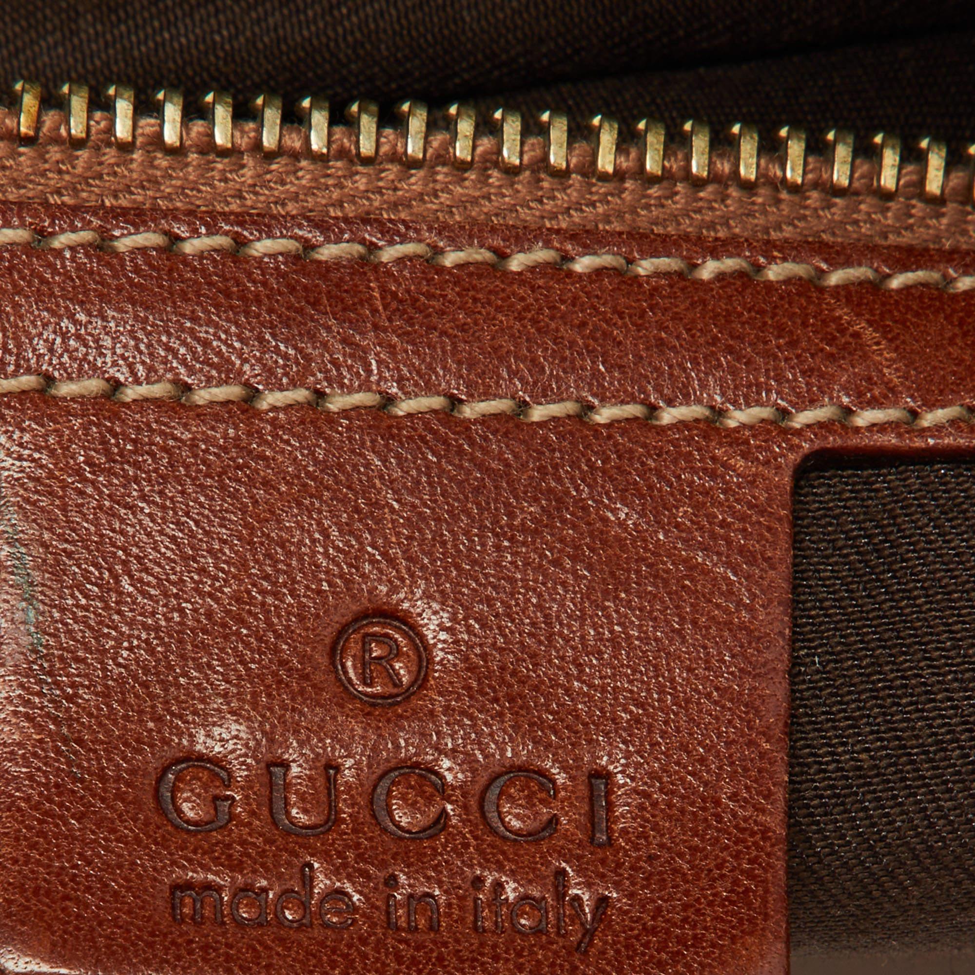 Gucci Brown/Beige GG Canvas and Leather Horsebit Flap Hobo For Sale at ...
