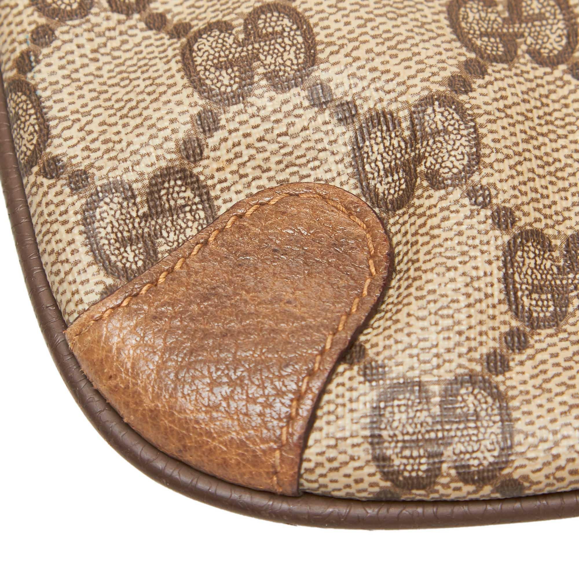 Gucci Brown Beige PVC Plastic GG Clutch Bag Italy For Sale at 1stDibs