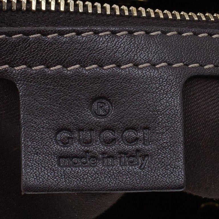 Gucci Brown Coated Canvas Monogram Crytal Mix Tote For Sale at 1stDibs
