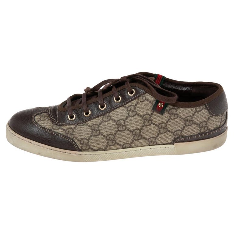 Gucci Brown GG Canvas and Leather Barcelona Low-Top Sneakers Size 40 at ...