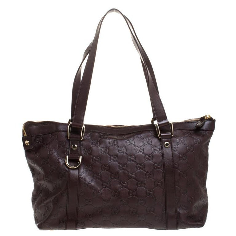 Gucci Brown Guccissima Leather Abbey Tote at 1stDibs