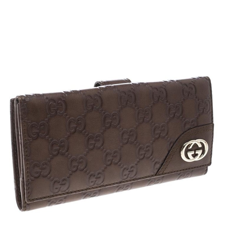 Gucci Brown Guccissima Leather Britt Continental Wallet For Sale at 1stDibs