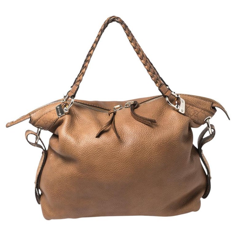 Gucci Brown Leather Bamboo Bar Large Shoulder Bag at 1stDibs