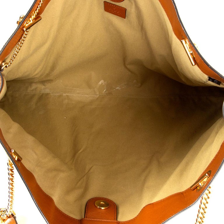 GUCCI brown leather canvas RAJA LARGE TOTE Shoulder Bag at 1stDibs ...