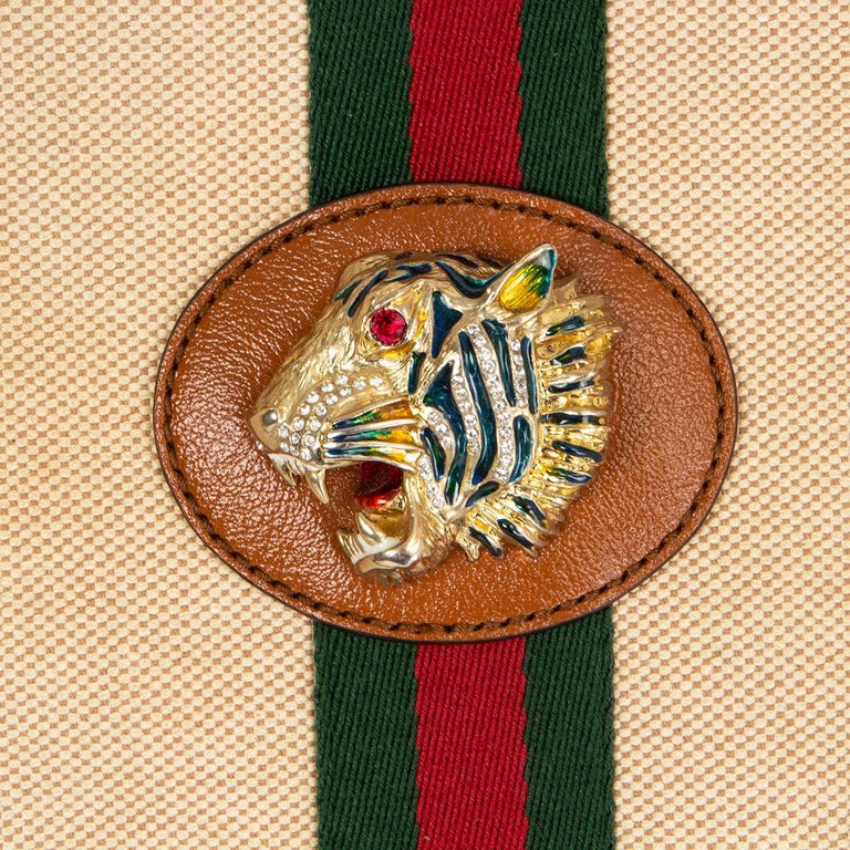 GUCCI brown leather canvas RAJA LARGE TOTE Shoulder Bag at 1stDibs ...