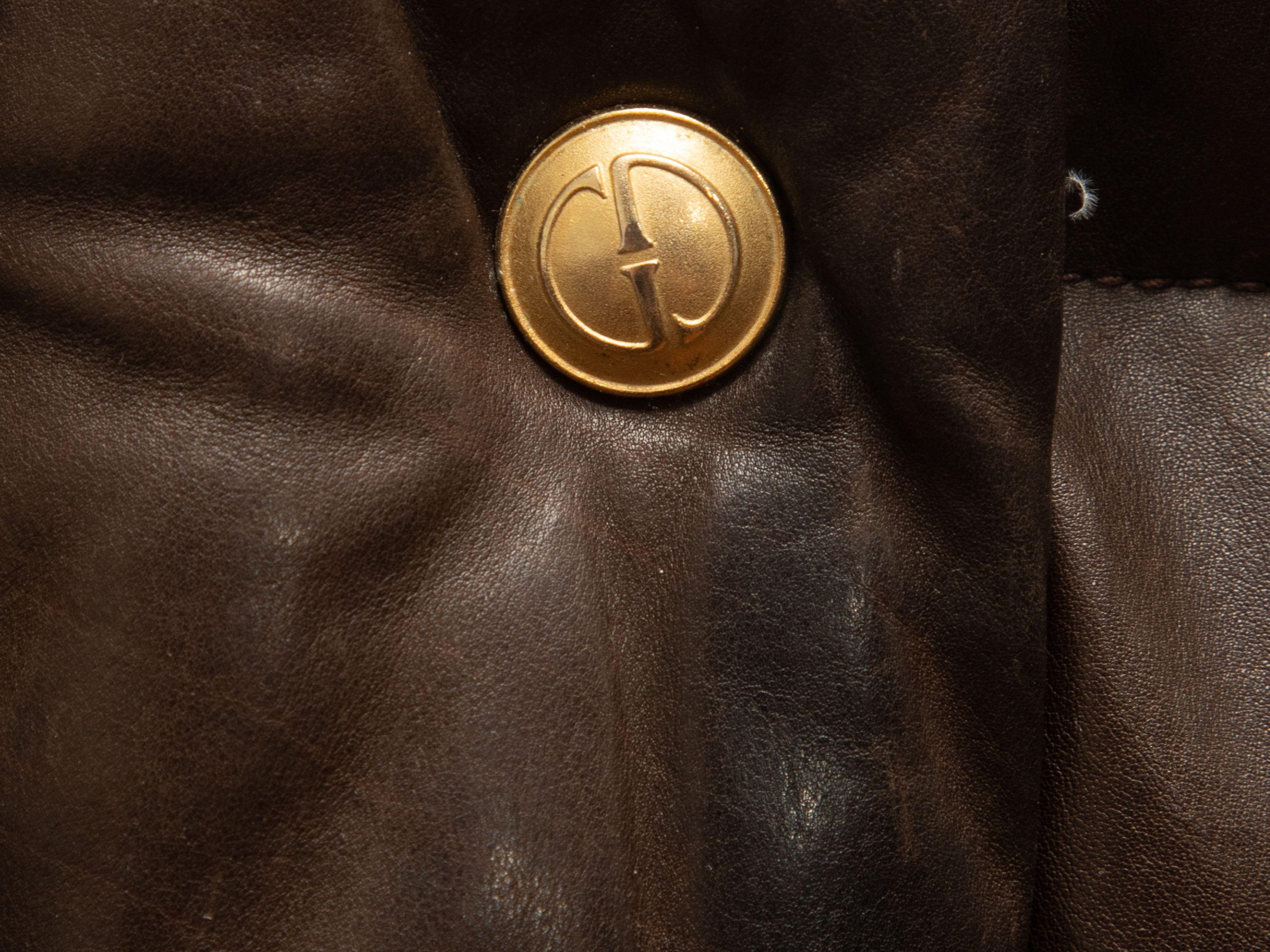 Gucci Brown Leather Down-Filled Puffer Jacket For Sale at 1stDibs
