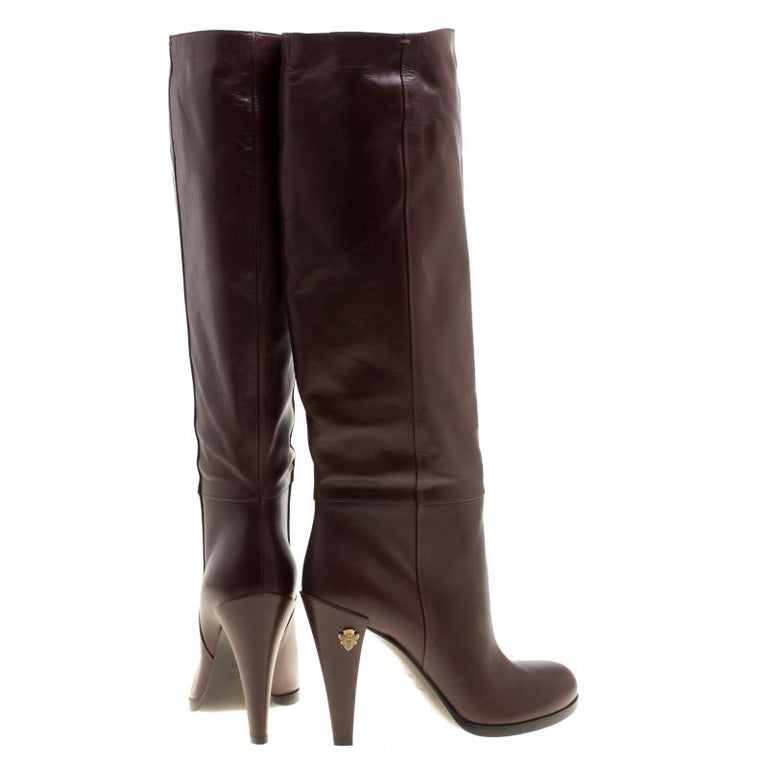 Gucci Brown Leather Elizabeth Knee High Boots Size 40.5 at 1stDibs ...