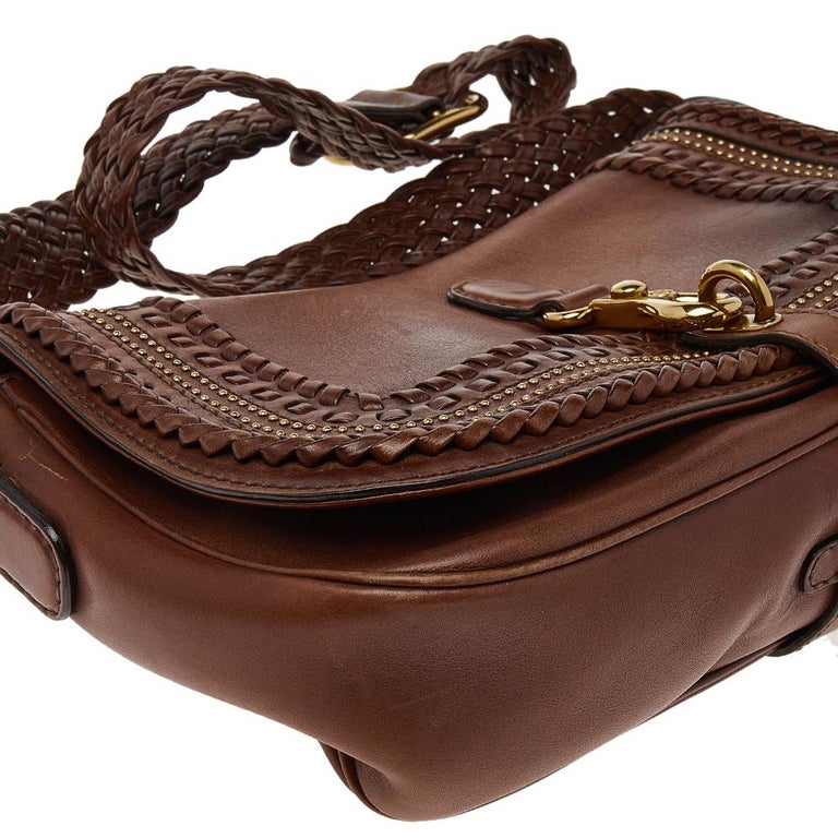 Gucci Brown Leather Marrakech Shoulder Bag at 1stDibs