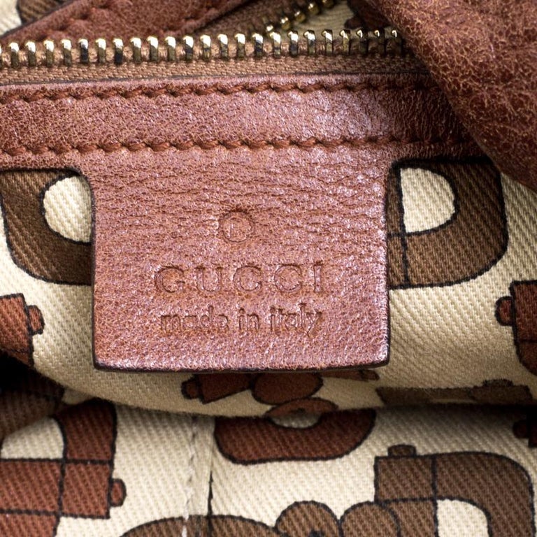 Gucci Brown Leather Medium Babouska Indy Top Handle Bag For Sale at 1stDibs