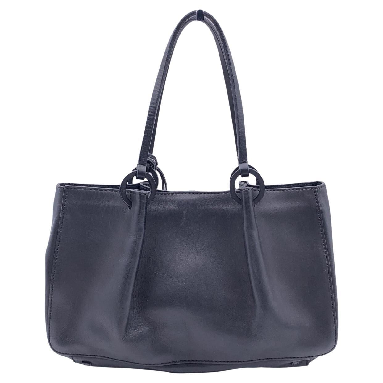 GUCCI Italian RARE VINTAGE Black CROCODILE Tote HANDBAG Purse w/ LAPIS ...