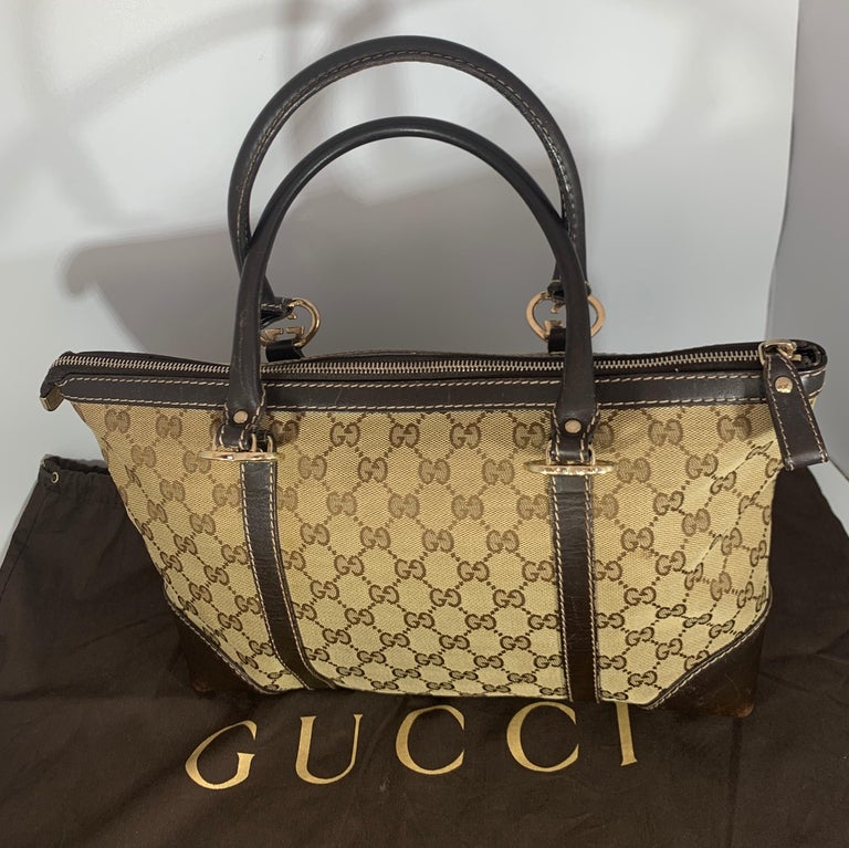 Gucci Brown Medium GG Guccissima Monogram Tote Handbag Purse For Sale ...