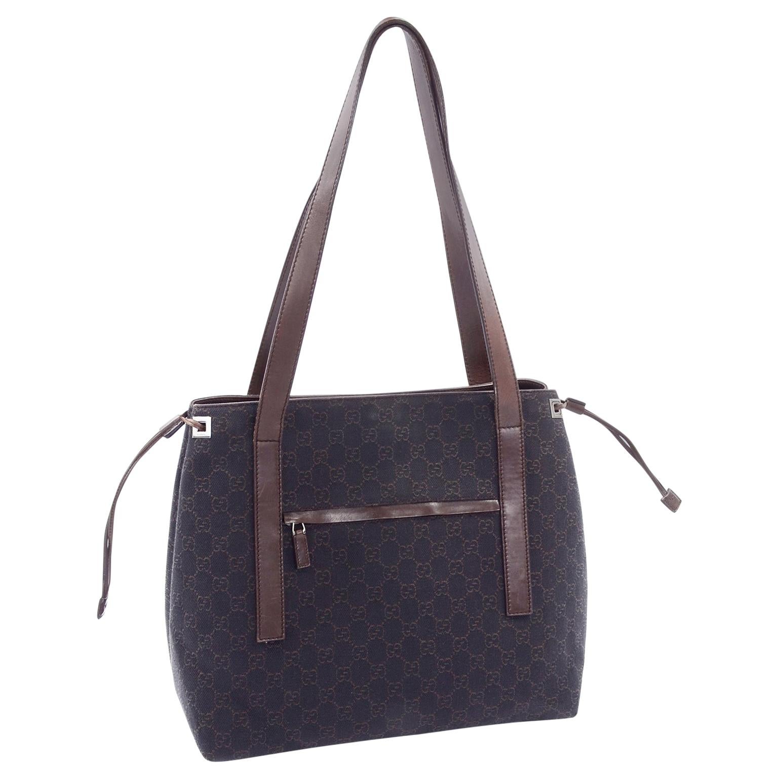 GUCCI Monogram Canvas and Orange Leather Tote Bag GHW at 1stDibs ...