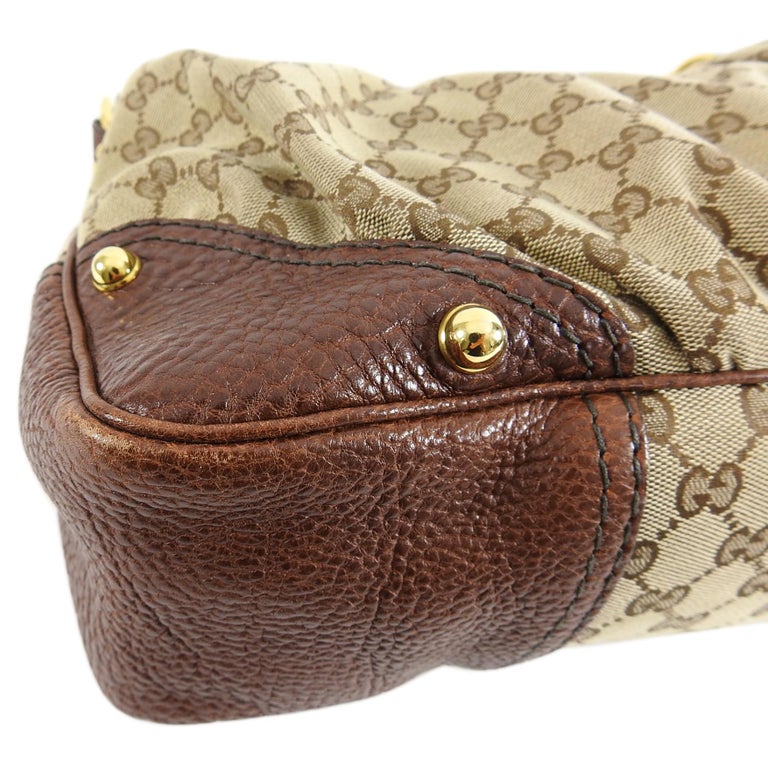 Gucci Brown Monogram Guccissima Jockey Hobo Medium Bag For Sale at 1stDibs