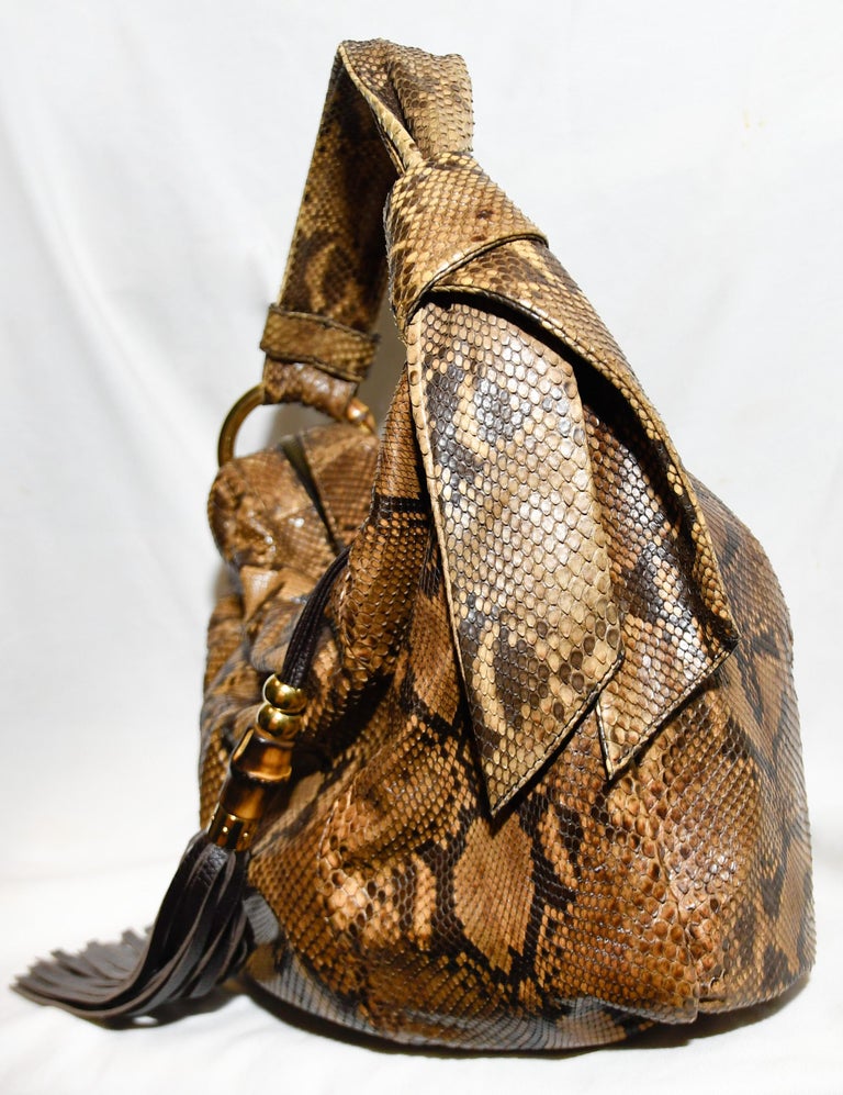 Gucci Brown Python Hobo Shoulder Bag With Tassel Zip Pull at 1stDibs ...