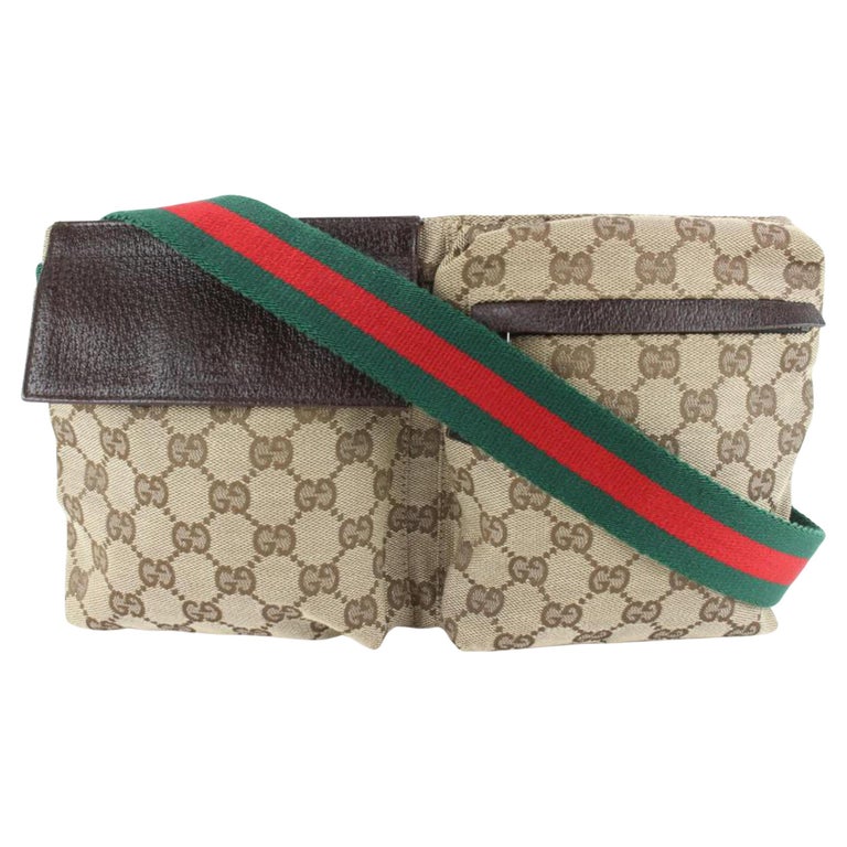 Gucci Brown Sherry Web Monogram GG Belt Bag Fanny Pack Waist Pouch ...