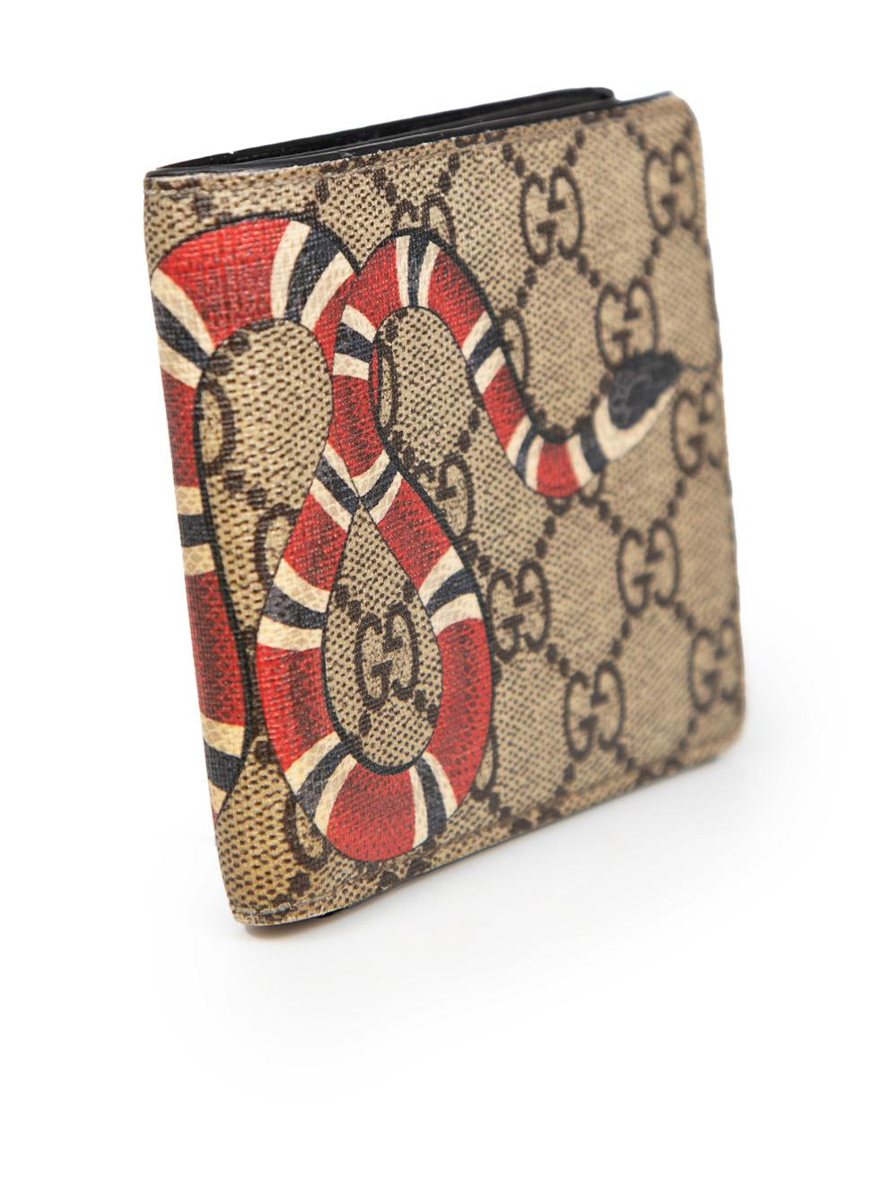 Gucci Brown Snake Print Supreme GG Billfold Wallet For Sale at 1stDibs