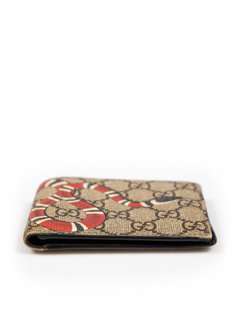 Gucci Brown Snake Print Supreme GG Billfold Wallet For Sale at 1stDibs