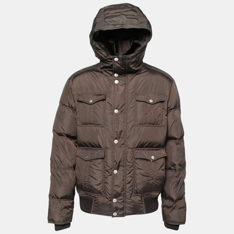 Gucci Brown Synthetic Puffer Long Sleeve Jacket XXXL For Sale at 1stDibs