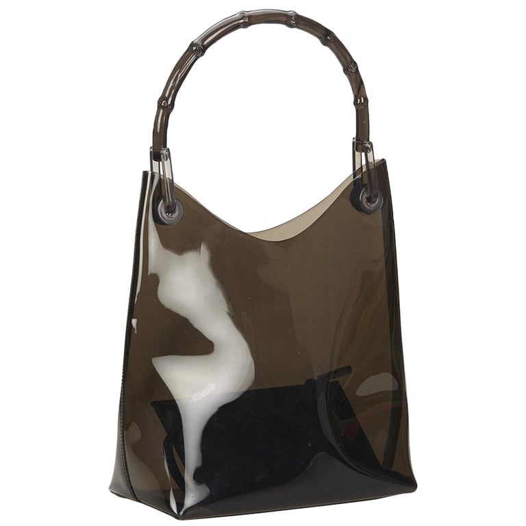 Gucci Brown Vinyl Transparent Bamboo Handbag at 1stDibs