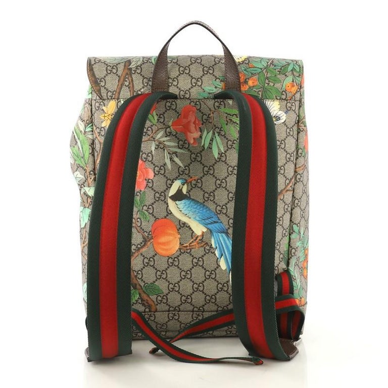 Gucci Buckle Backpack Tian Print GG Coated Canvas Medium at 1stDibs