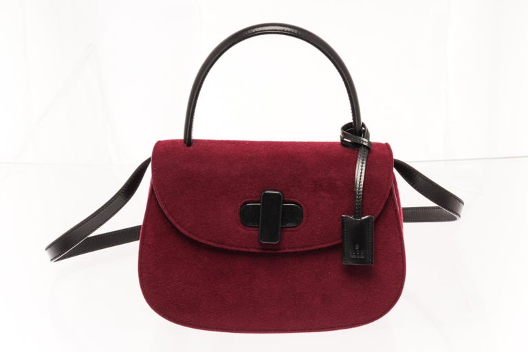 Gucci Burgandy Maroon Velvet Top Handle Bag For Sale at 1stDibs
