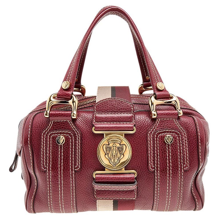 Gucci Burgundy Grain Leather Medium Aviatrix Boston Bag at 1stDibs