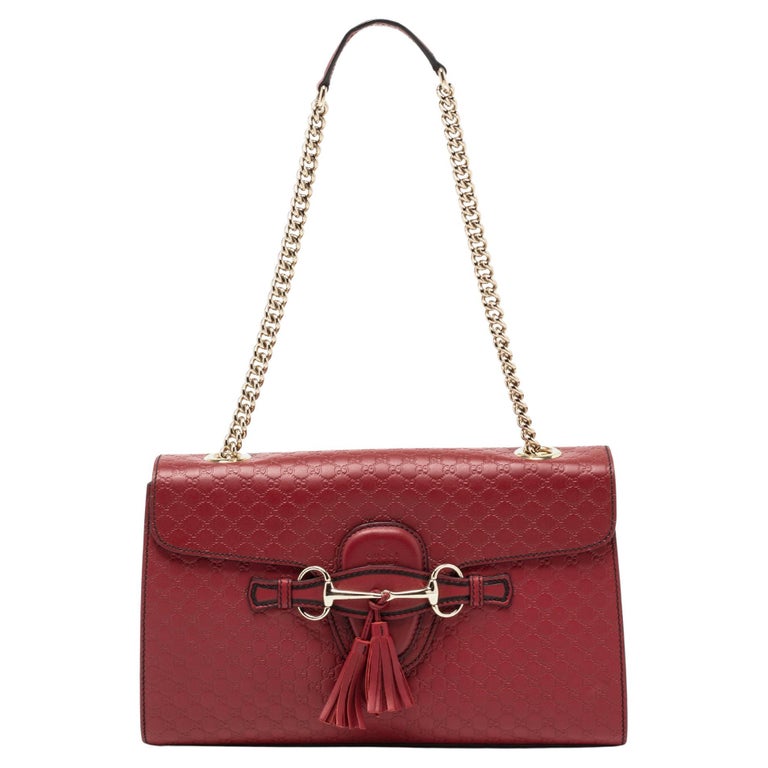 Gucci Burgundy Guccissima Leather Medium Emily Shoulder Bag For Sale at ...