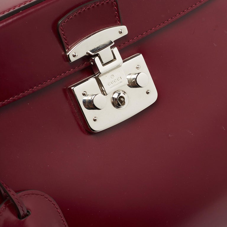 Gucci Burgundy Leather Lady Lock Top Handle Bag For Sale at 1stDibs