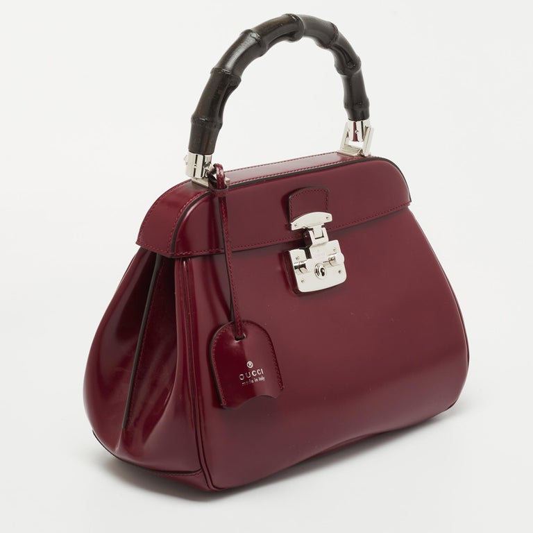 Gucci Burgundy Leather Lady Lock Top Handle Bag For Sale at 1stDibs