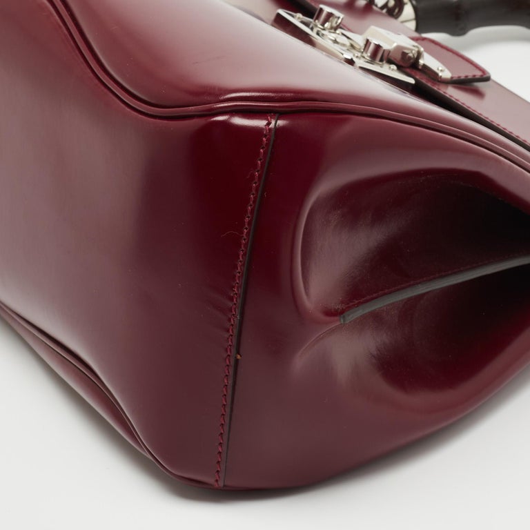 Gucci Burgundy Leather Lady Lock Top Handle Bag For Sale at 1stDibs