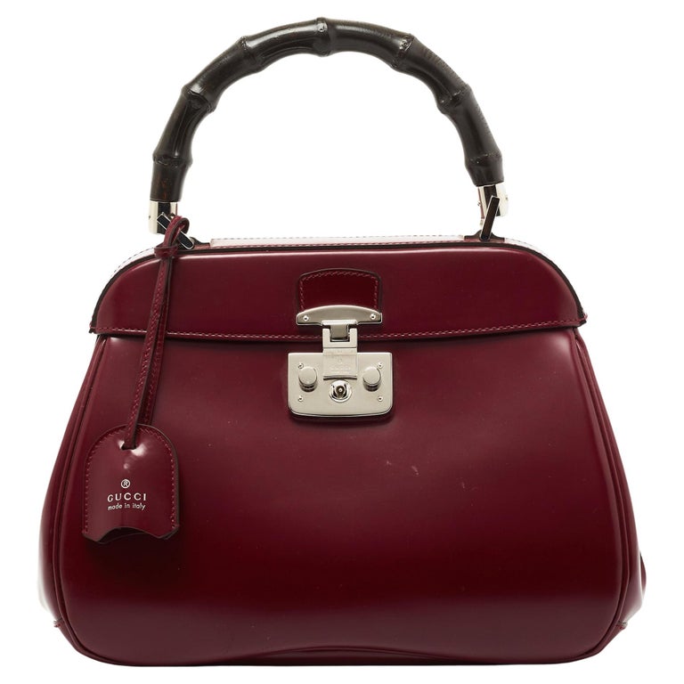 Gucci Burgundy Leather Lady Lock Top Handle Bag For Sale at 1stDibs