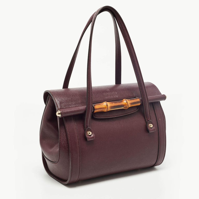 Gucci Burgundy Leather Medium New Bamboo Bullet Bag For Sale at 1stDibs