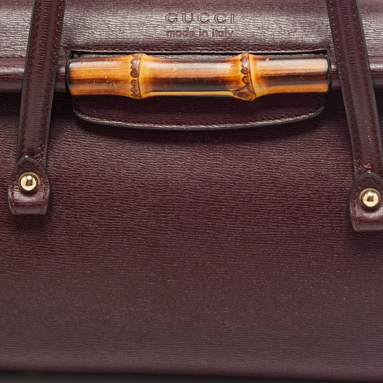 Gucci Burgundy Leather Medium New Bamboo Bullet Bag For Sale at 1stDibs